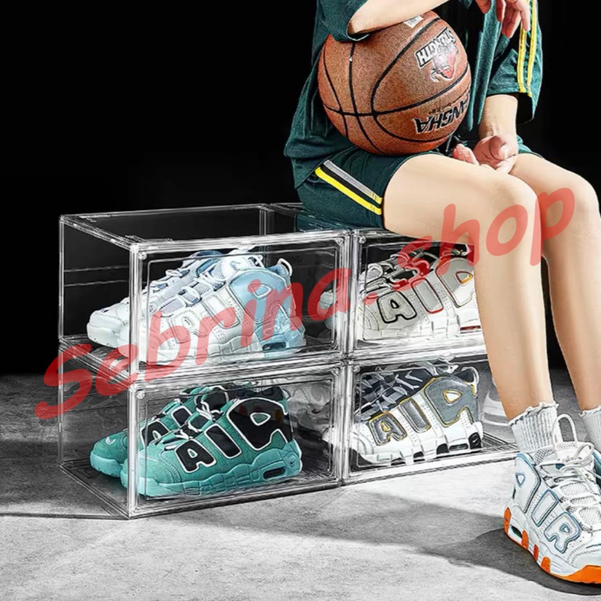 Acrylic Shoe Box Stackable Shoe Rack transparent display case storage ...