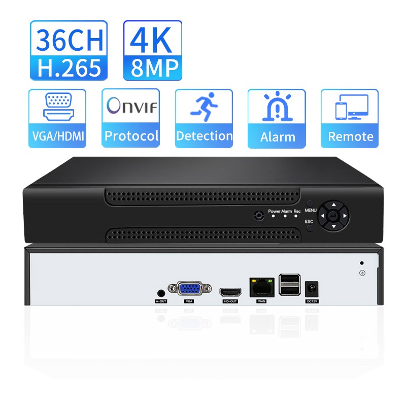 4K 8MP 10CH/16CH NVR Full HD Disk Video Recorder 10/16/36 Channel ...