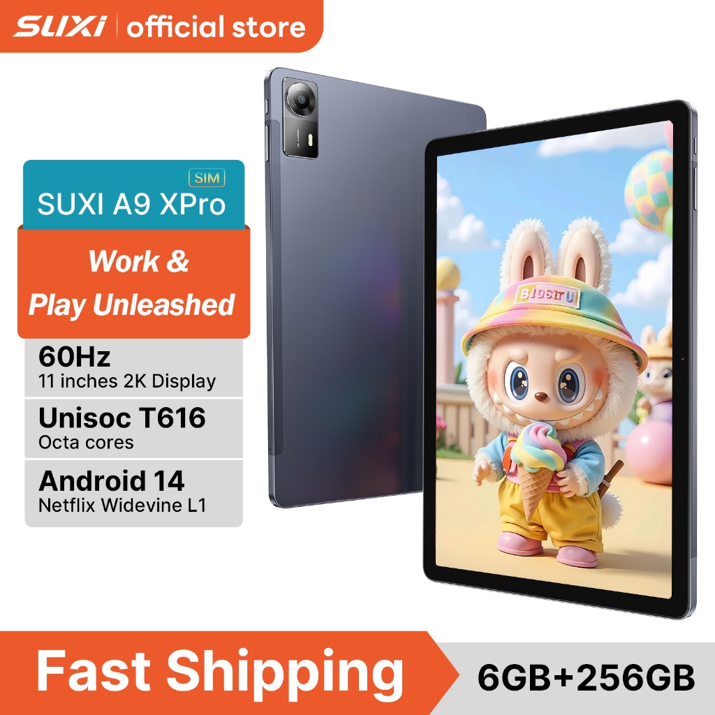 SUXI A9 11" Android Tablet for Gaming/Students - SIM Card Slot, 14 ...