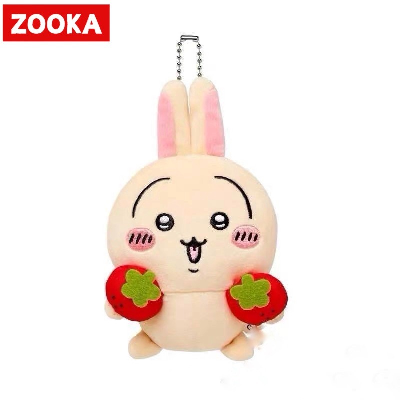 Chiikawa Strawberry Usagi 10cm Mini Plush Keychain Doll Graduation Gift ...