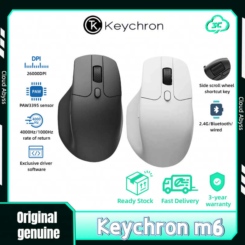 Keychron M6 Wireless Mouse 2.4G Bluetooth 3395 Ergonomic Wired Esports ...