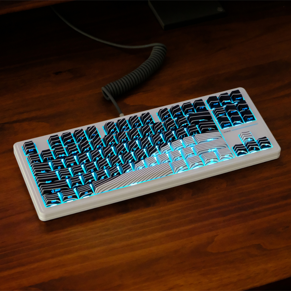 Black And White Wavy Side Shine Through Keycaps PBT Dye-sub Cherry ...