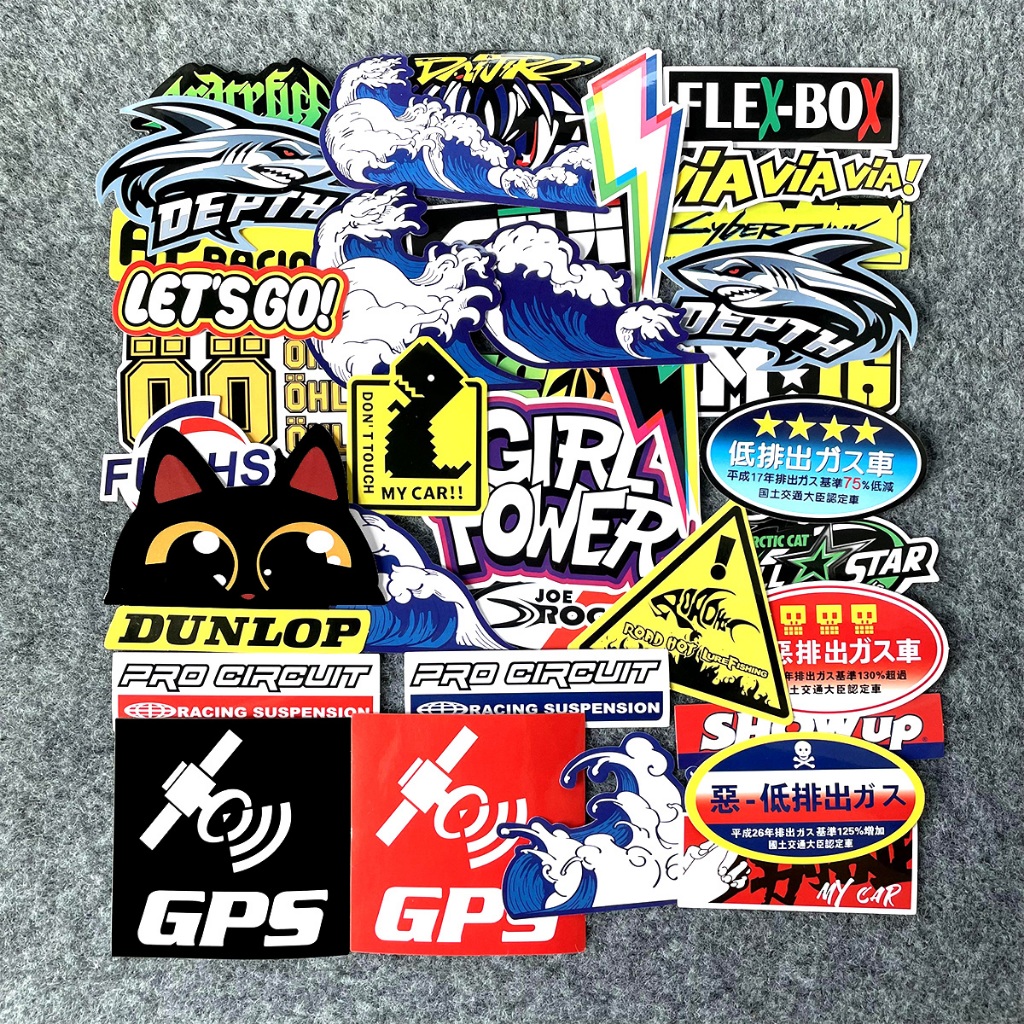 40Pcs JDM Sticker Japanese Emblems Stickers Motorcycle Car Skateboard ...