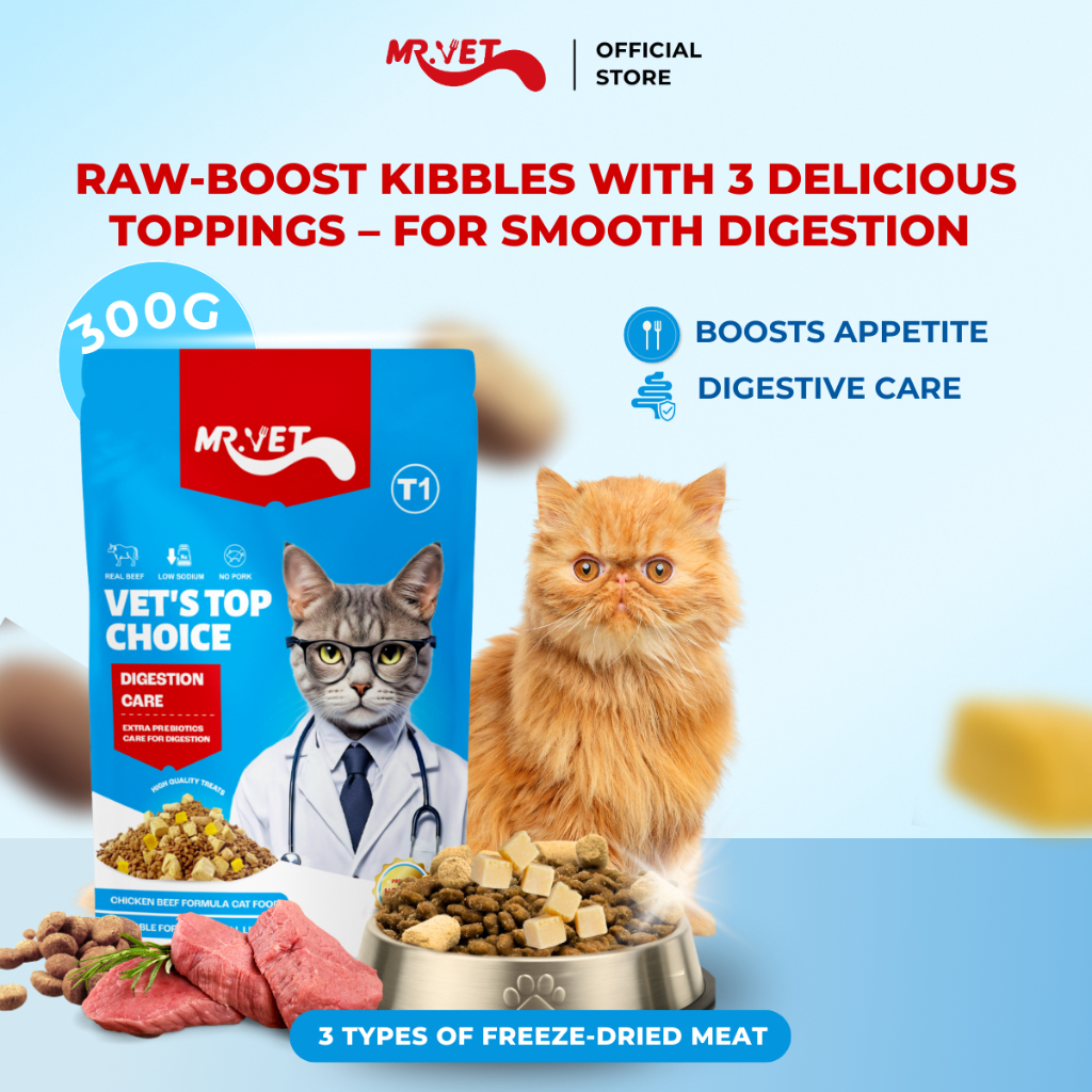 Mr Vet T1 Cat Kibble 300g, Remove Hair Ball, 35% chicken, 21% beef; over 30% crude protein ...