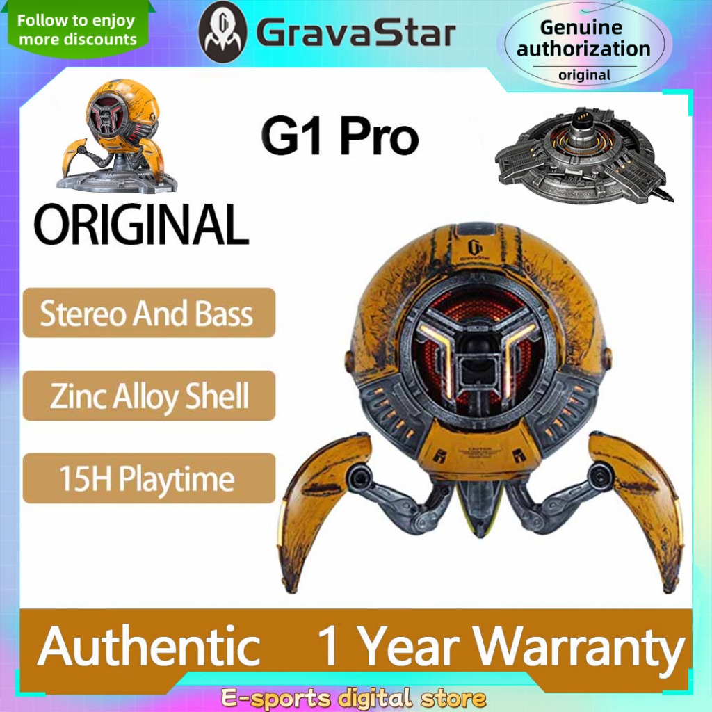 Original Gravastar G1 Pro Bass Boost Speakers 15H Playtime, Stereo ...