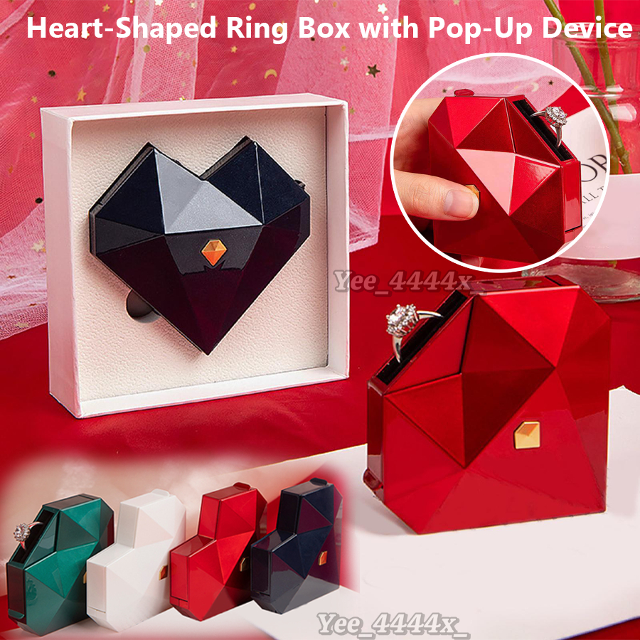 Ring Case Heart-Shaped Ring Box with Pop-Up Device - Creative Jewelry ...