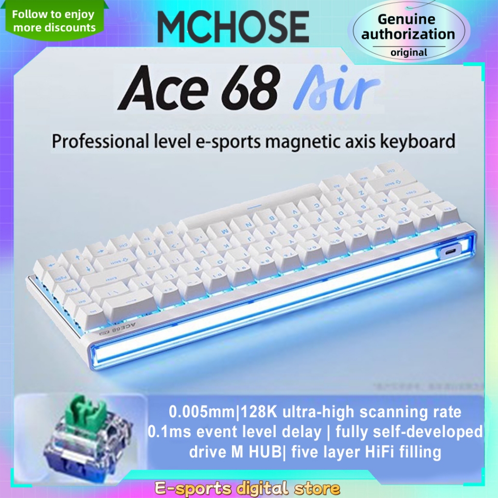 MCHOSE Ace68 Air Wired 0.01mm 128K+8K Magnetic Switch Mechanical ...