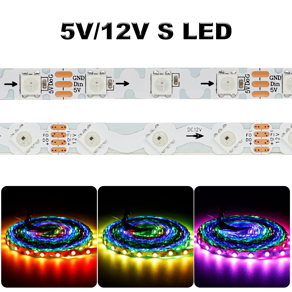 Thin RGB IC WS2812B WS2815 LED Strip Light S Shape Individually ...