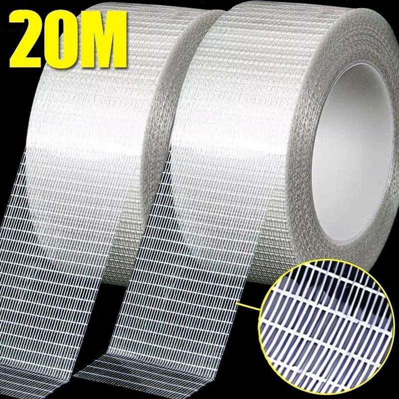 20M/Roll Practical Transparent Mesh Glass Fiber Tape Strong Fixation ...