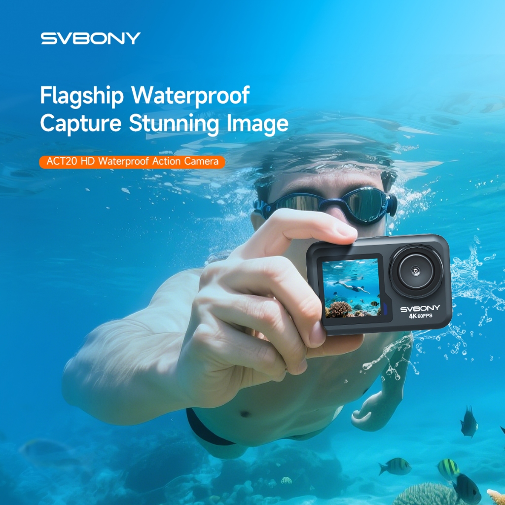 Svbony Upgraded Act20 4K60fps 12m bare Waterproof Action Camera Diving ...