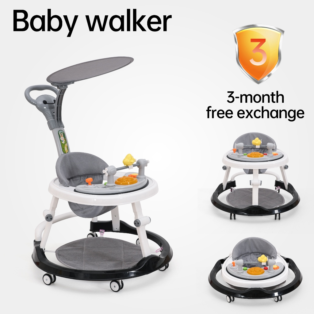 Adjustable Height & Music Baby Walker | Foldable Anti-Slip Safety for 6 ...