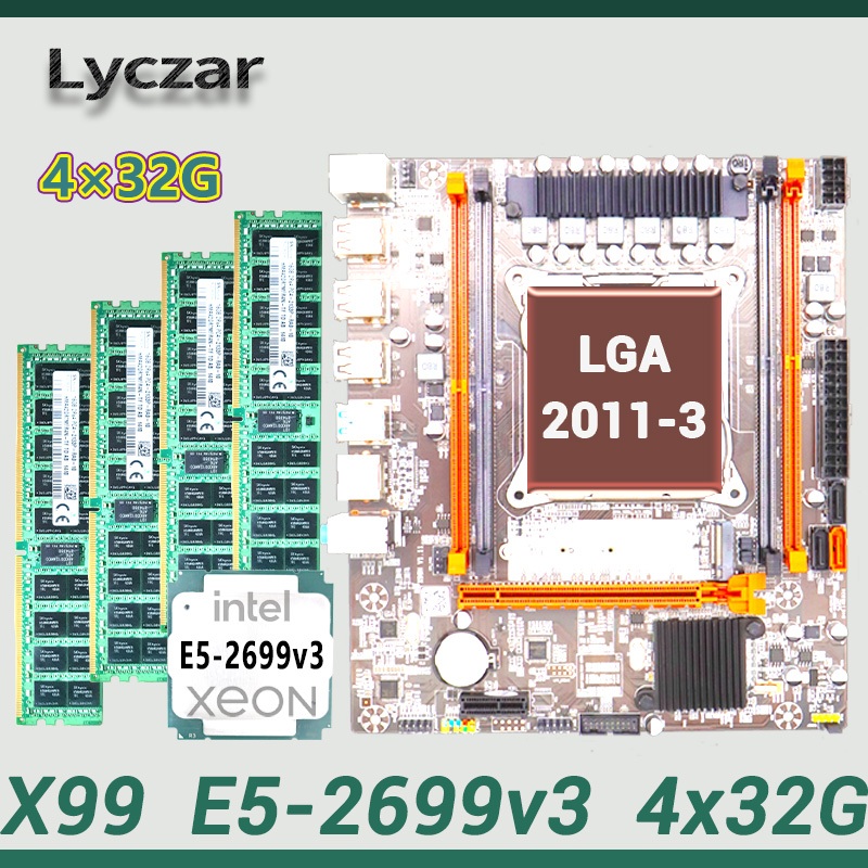 X99 Lyczar kit set Motherboard(X99)+CPU(E5-2699v3)+Memory(4x32G DDR4 ...