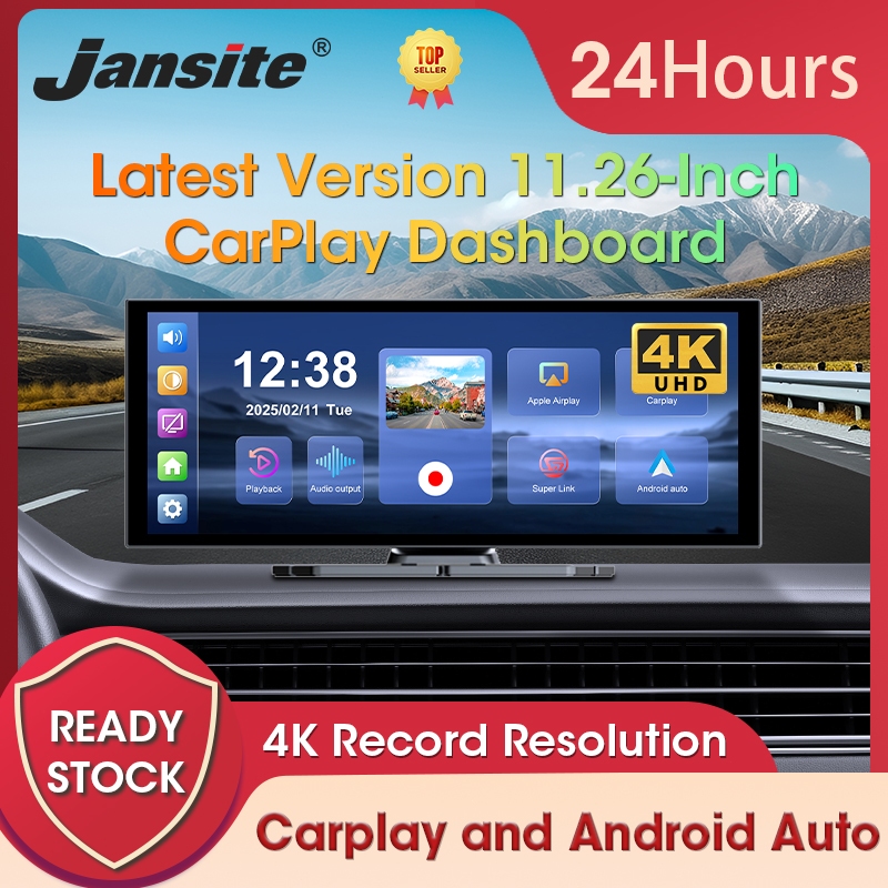 Jansite 11.26 Inch Portable Car Video Recorder UHD 4K Voice Control GPS ...
