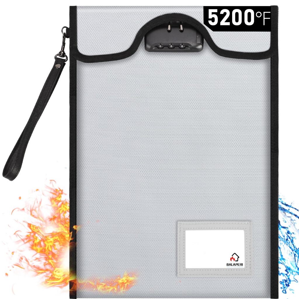 Fireproof Document Bag with Lock (5200℉), 15”x 11”Fireproof Money Bag ...