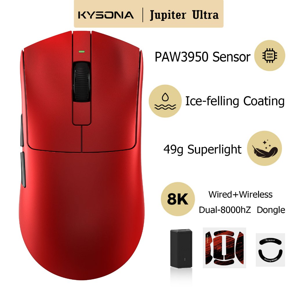 KYSONA Jupiter Ultra Dual-8K Hz Wireless Gaming Mouse Super-light ...