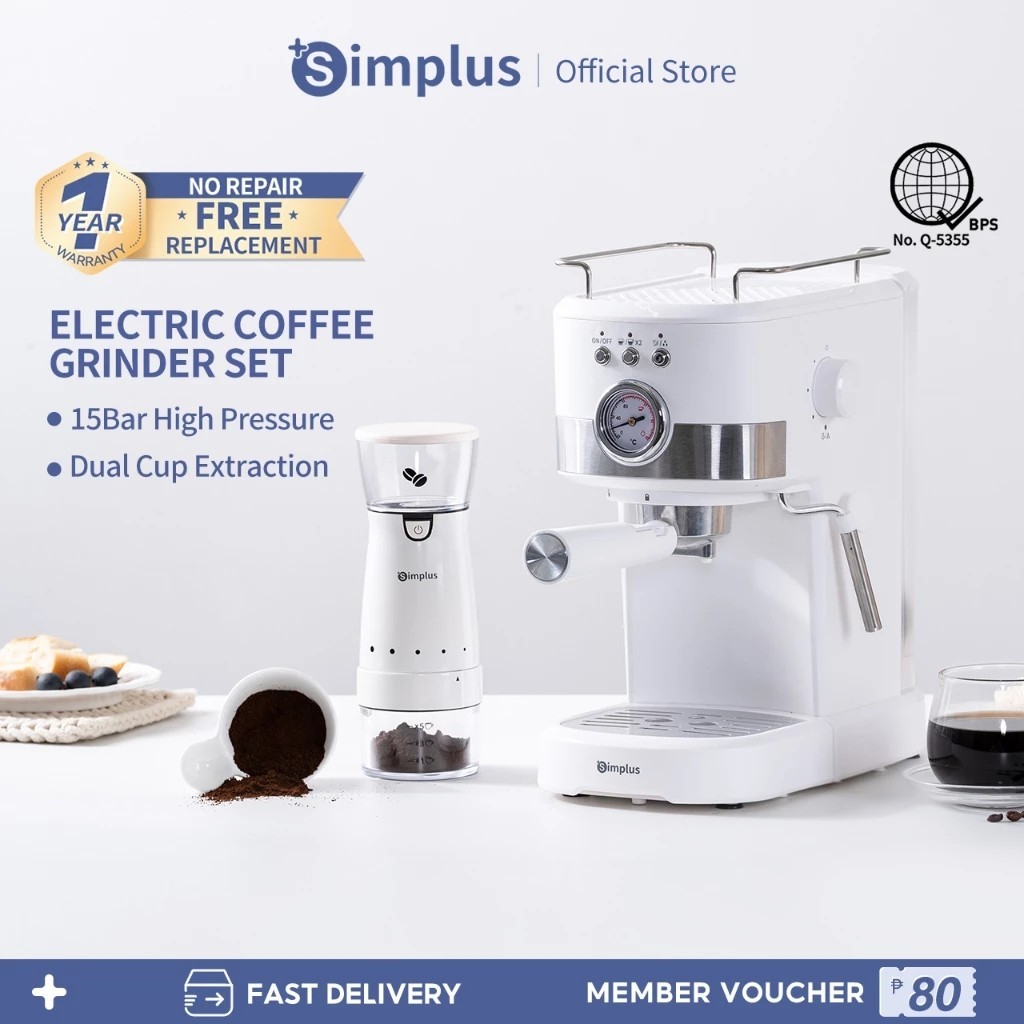 Simplus Coffee Machine Set Espresso Coffee Machine + Coffee Grinder ...