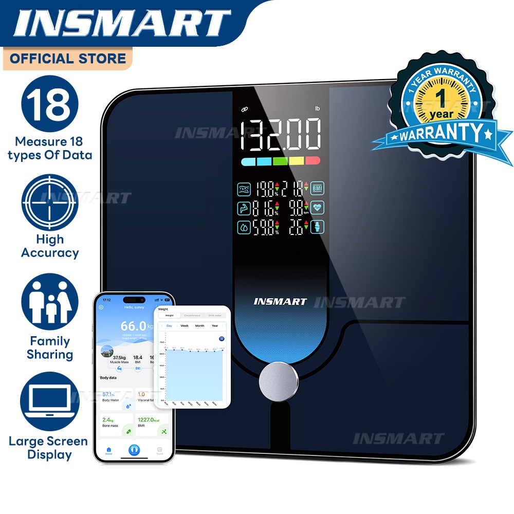 INSMART 18 in 1 Electronic Scale Body Weight Scale Fat Measurement ...