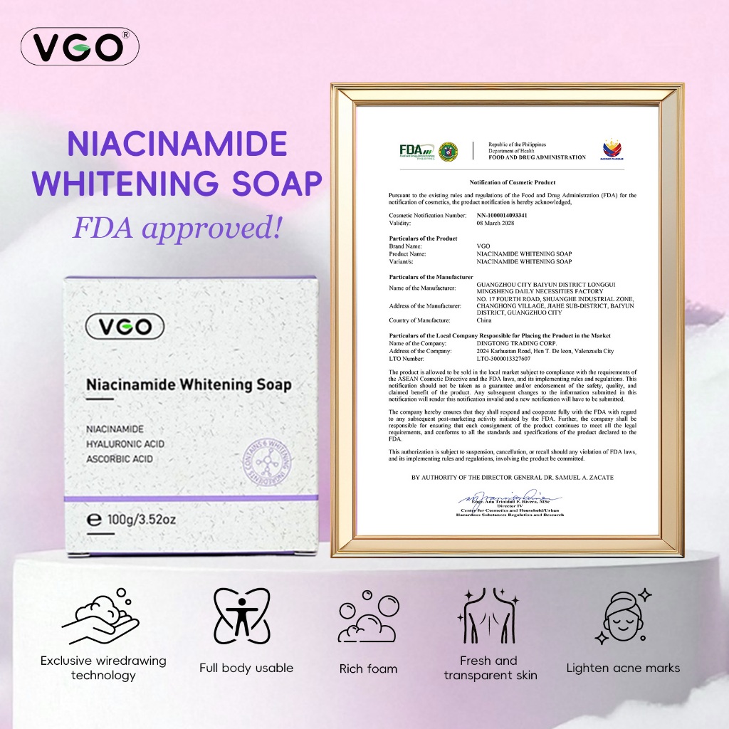VGO Niacinamide Whitening Soap Skin Lightening Cleanses Skin Body ...