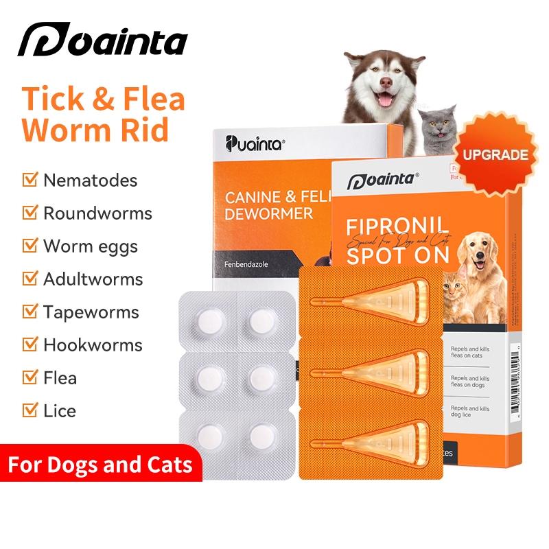 PUAINTA Anti Tick and Flea for Dogs and Cats Deworming for Dog and Cat ...