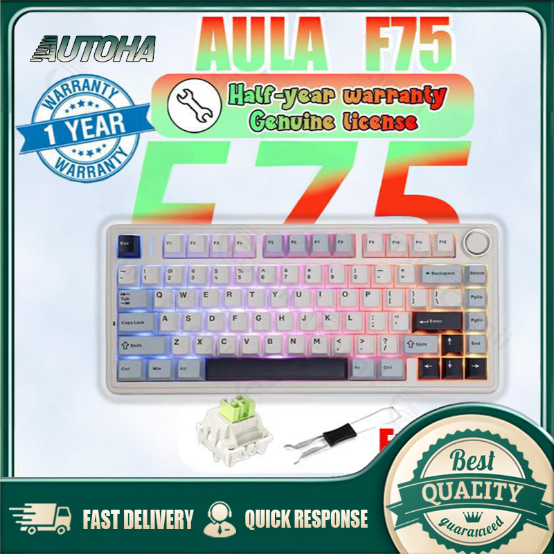 AULA F75 Mechanical Keyboard Wireless Customized Mechanical 75% GASKET ...