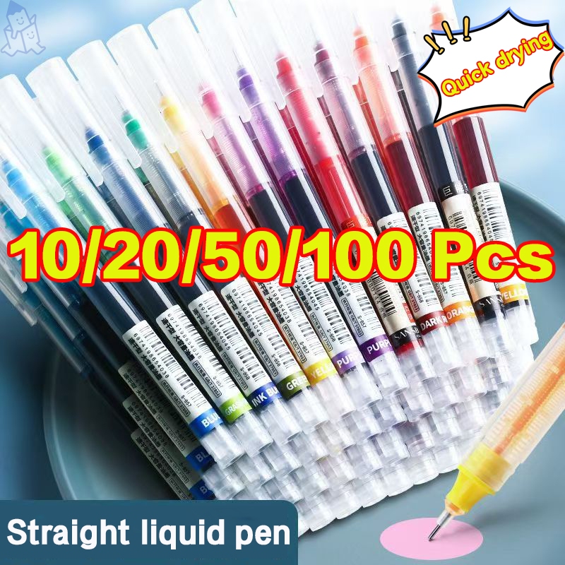 Straight Liquid Pen 0.5mm Gel Pen Quick-Drying Rollerball Neutral Pen ...