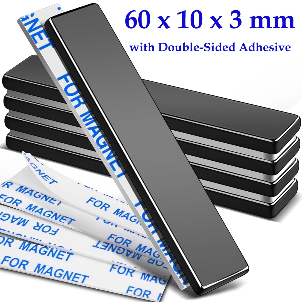 60 x 10 x 3 mm Strong Rare Earth Magnets Bars, Waterproof Neodymium Bar ...
