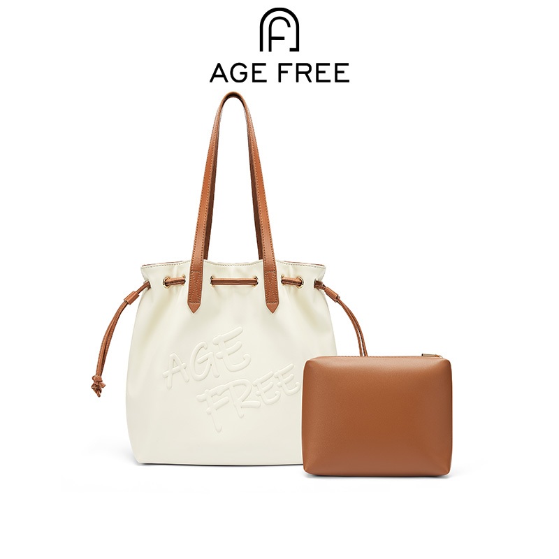 AGE FREE ANDY Bag Large Capacity Drawstring Shoulder Bag PU Leather ...