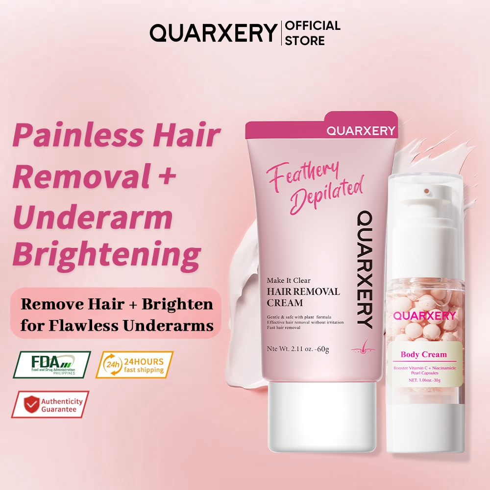 Quarxery Hair Removal Cream + Whitening Lotion Set | Smooth & Bright ...