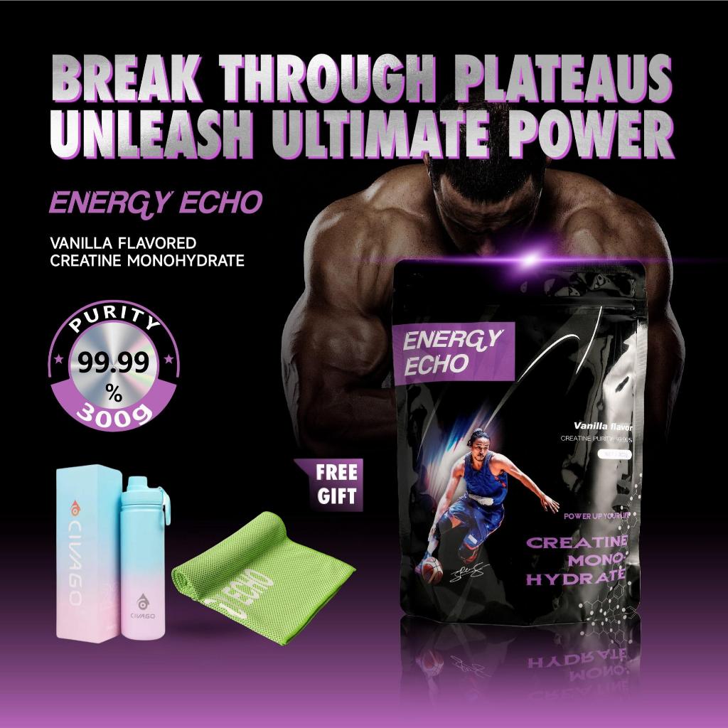 [2 Free Gifts] Energy Echo Creatine Monohydrate Vanilla Flavor Zinc ...