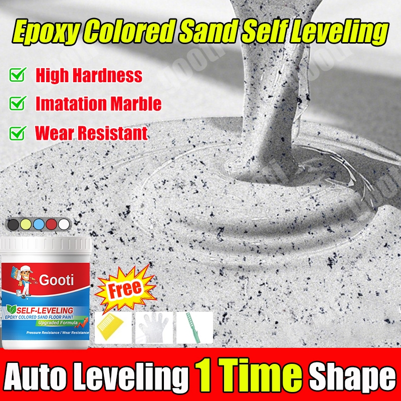 【COD】4KG With Tools GOOTI High Gloss Marble Epoxy Resin Colored Sand Self Leveling Floor Paint ...