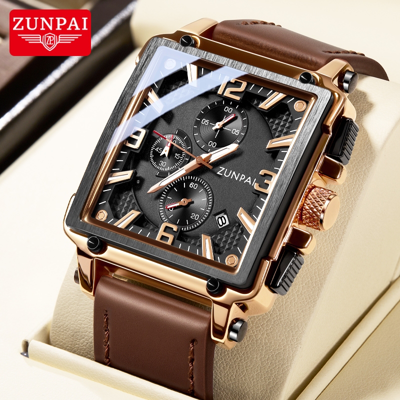 ZUNPAI Original Watch for Men Waterproof Leather Strap Bussiness ...
