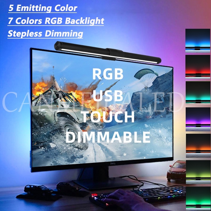 3 colors+RGB Led Monitor Light Bar Screenbar Dimmable Screen Hanging ...