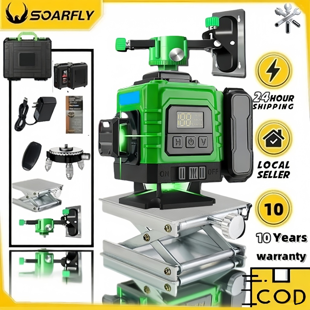 【Upgraded】12 / 16 Line Laser Level Green Light Self-Leveling 360 ...