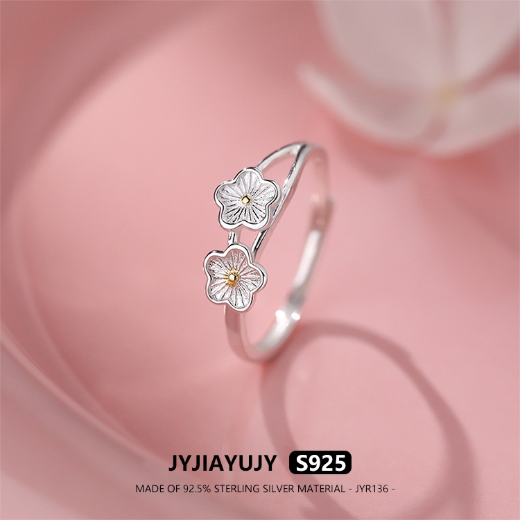 JYJIAYUJY 100% Whole Original Sterling Silver S925 Adjustable Ring In Stock Peach Blossom ...
