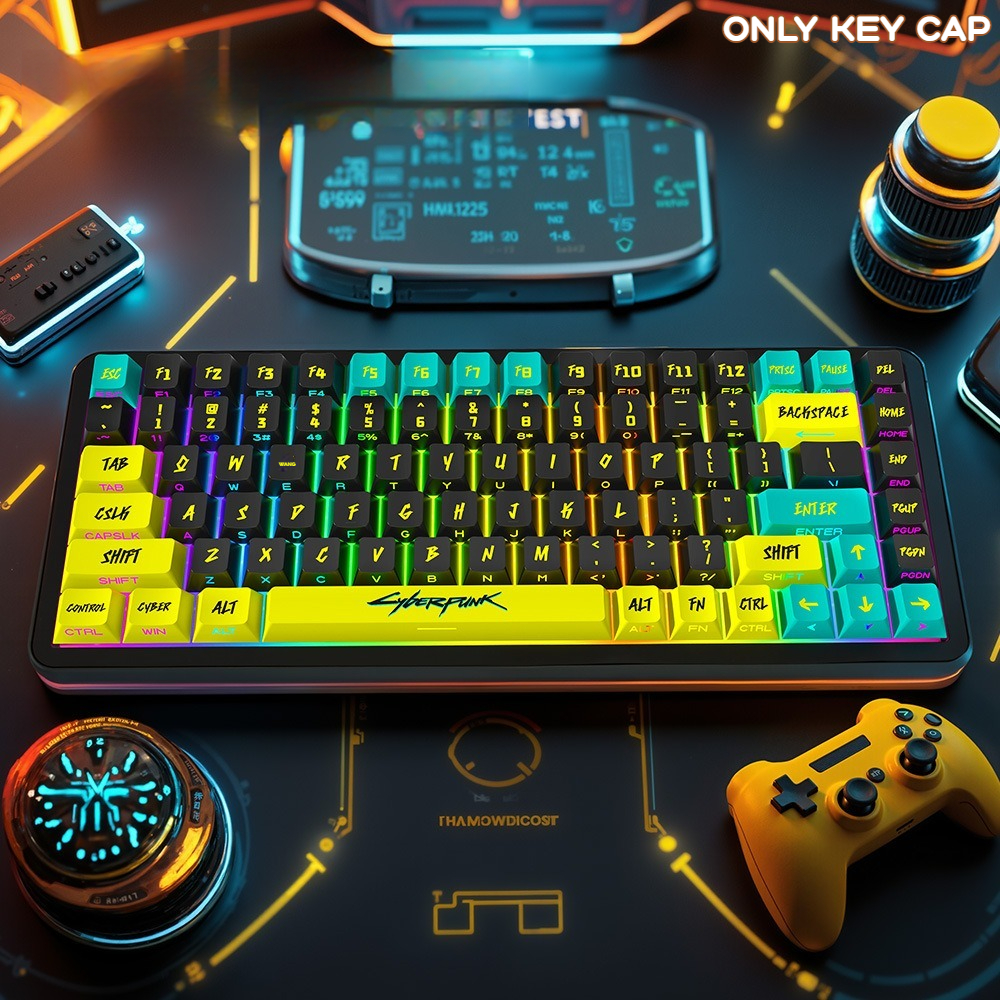 Cyberpunk keycap OEM 129 keys Inspired PBT Side-Printed Backlit Keycaps ...