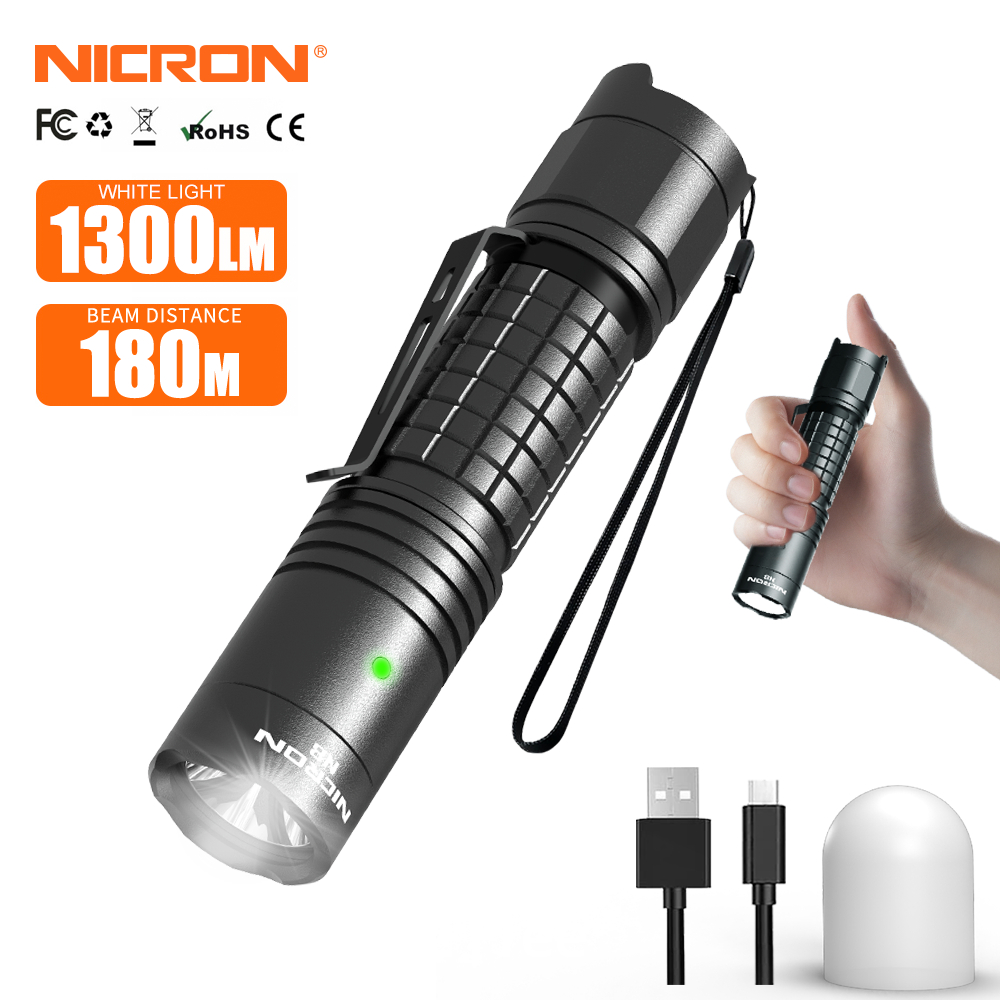 Nicron Flashlight N8/C3 1300/1000Lumen IPX8 Waterproof Led Torch For ...