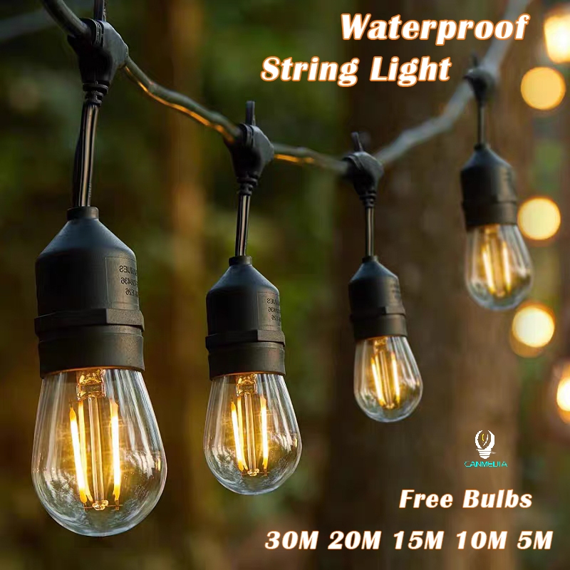 String Lights Outdoor Waterproof String Light Bulb E27 Fairy Lamp 10M ...