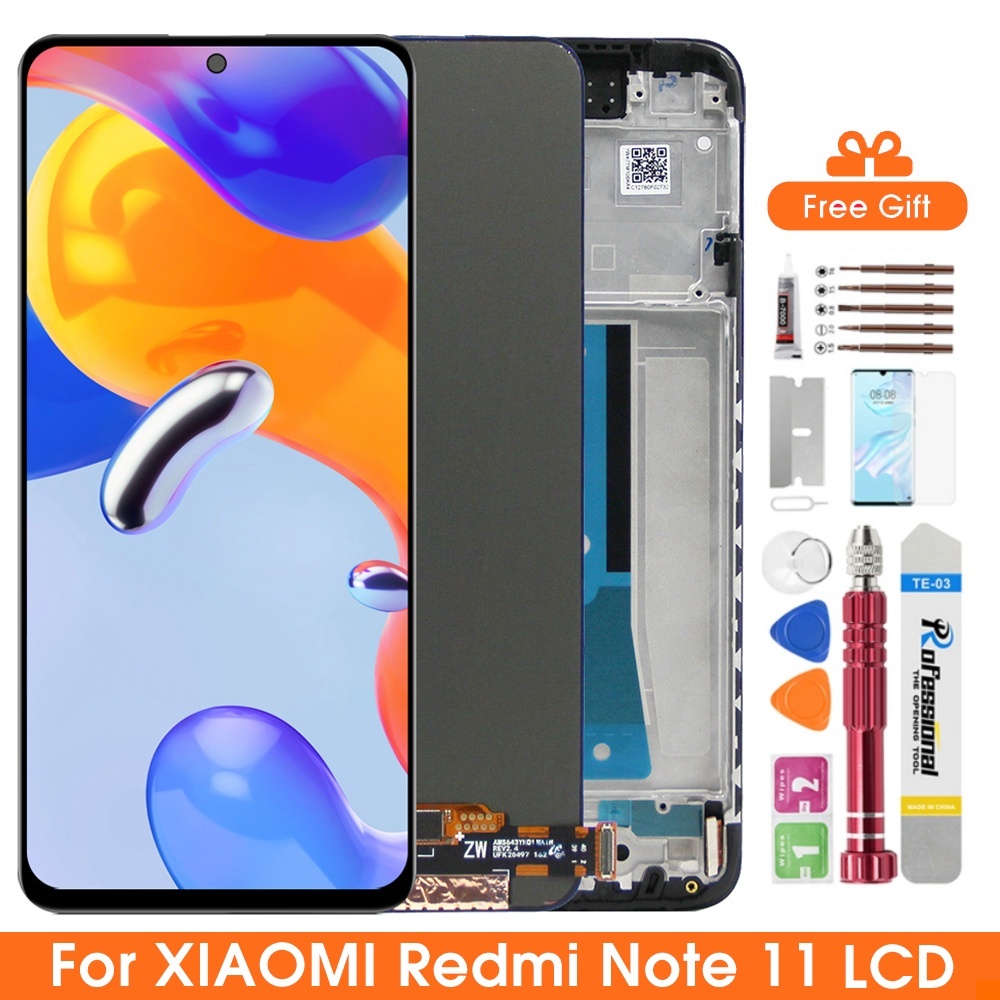 6.43"Super AMOLED For Xiaomi Redmi Note 11 LCD with Frame 2201117TG Display Touch Screen Touch ...