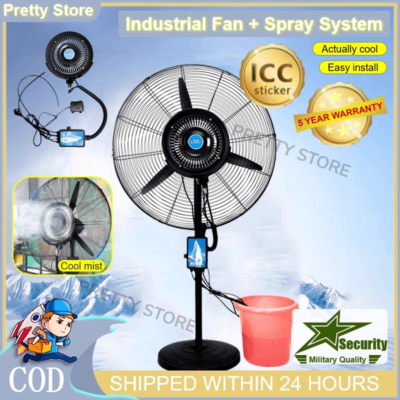 30‘’ Industrial Fan with Water Mist power wind cool Mist fan Silent ...