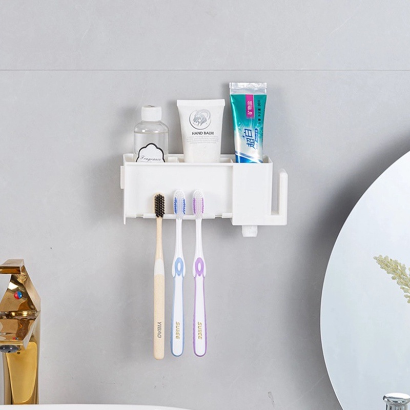 Bathroom Shelves Wall Mount Toothbrush Toothpaste Holder Suction Cup ...