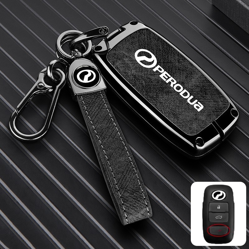 Leather Cover Keyless Remote Key Protect Casing For Perodua axia Alza ...