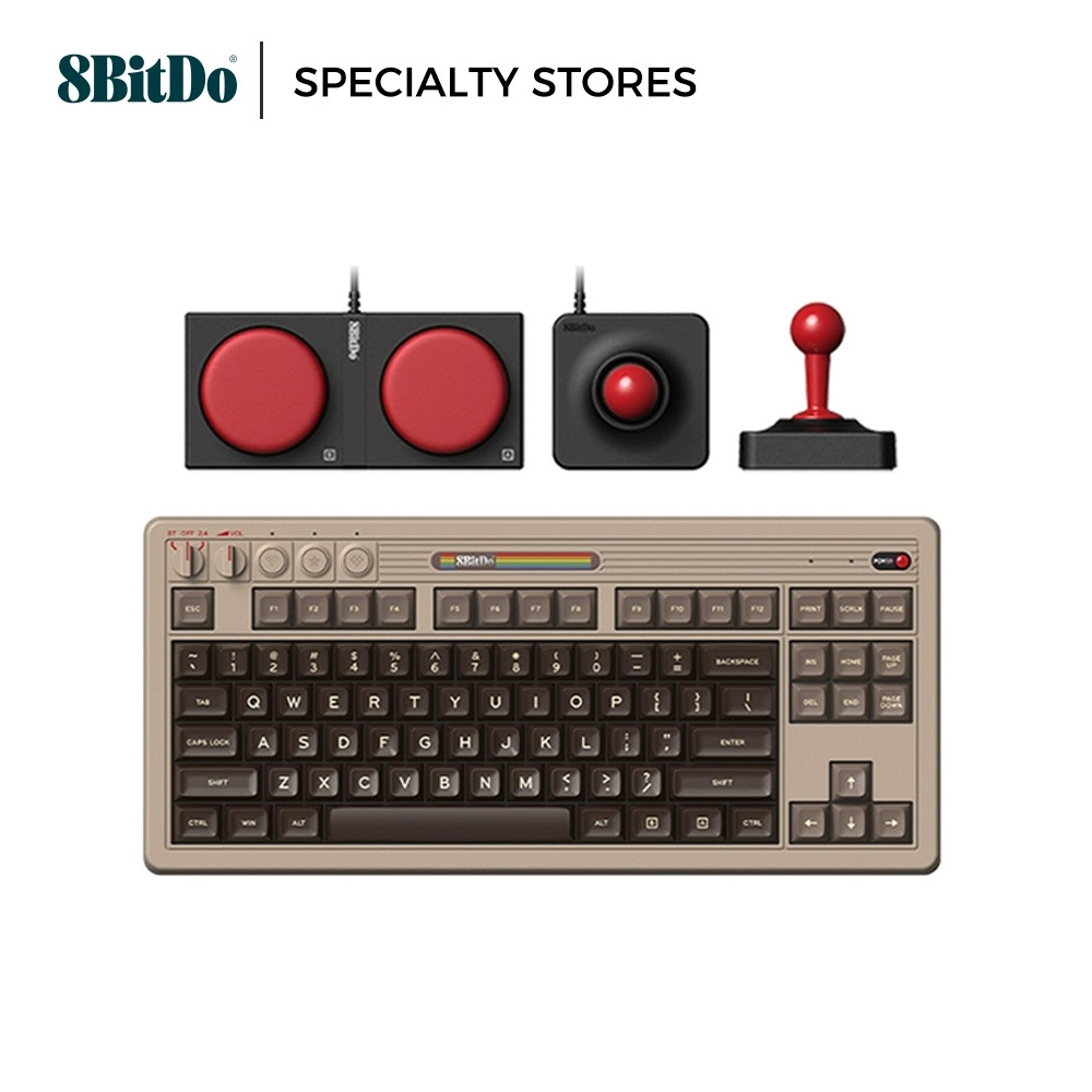 8BitDo Retro Mechanical Keyboard C64 Edition Bluetooth/2.4G/USB-C Hot Swappable Gaming Keyboard ...