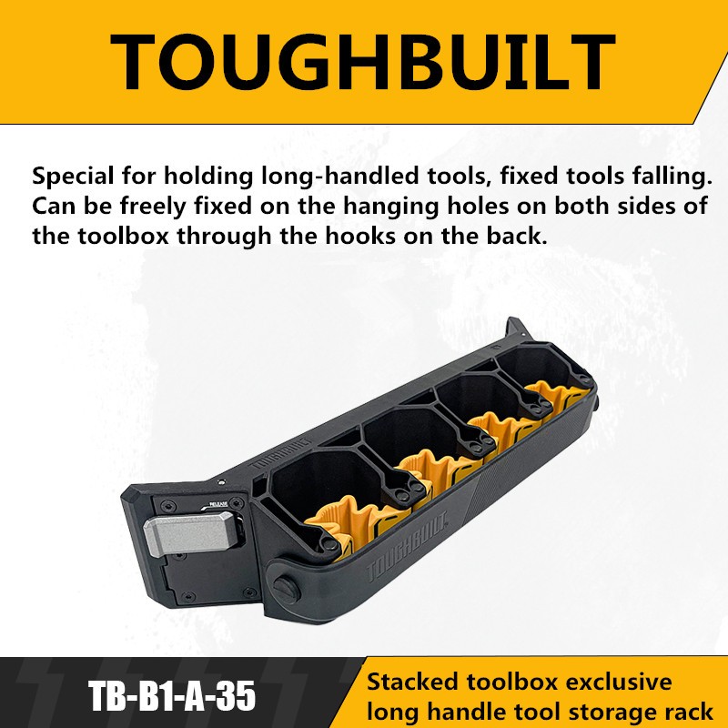 TOUGHBUILT Stacking Tool Box, Exclusive Long Handle Tool Storage Rack ...