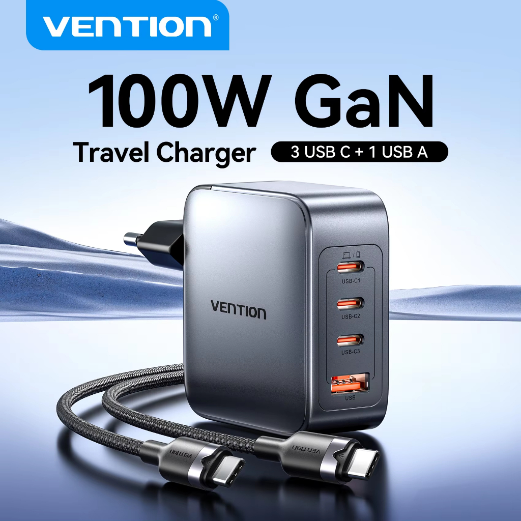 Vention 100W GaN Charger 4 Ports USB C Charger Quick Charge For Macbook ...