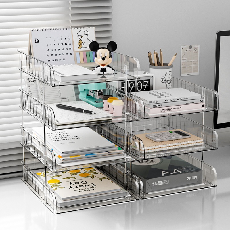 Transparent Acrylic Desktop File Rack: Multi - layer Stackable for ...