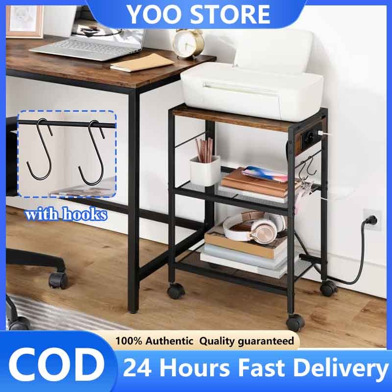 Mobile Printer Shelf Stand with Wheels Printer Cart Printer Rack with ...