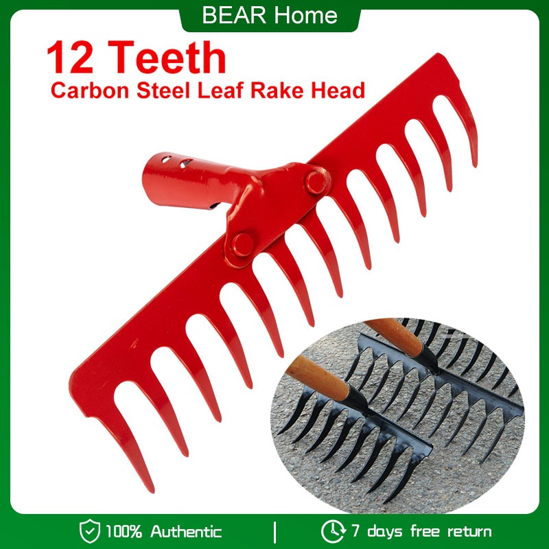 12 Teeth Carbon Steel Leaf Rake Head Garden Cleaning Tool Loosening ...
