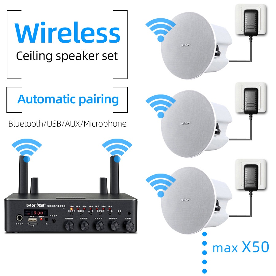 Wireless Ceiling Speaker Set Fully Automatic Pairing of Wireless ...