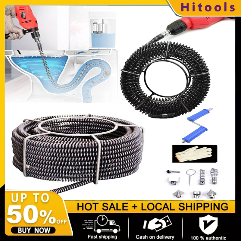 HiTools 20m Sewer Dredging Spring Electric Drill Drain Cleaner Machine ...