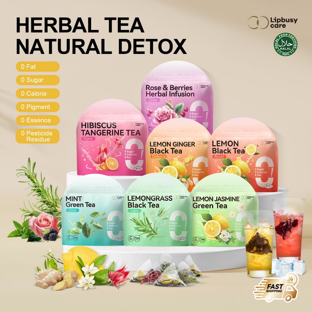 【Slimming&Beauty】Halal Herbal Detox Tea Lemon/Ginger/Hibiscus/Rose ...